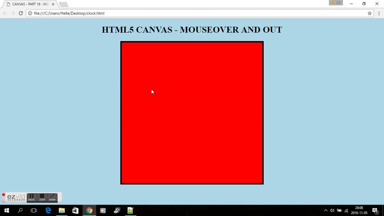 Html5 Canvas Part 16 Mouseover And Out Youtube