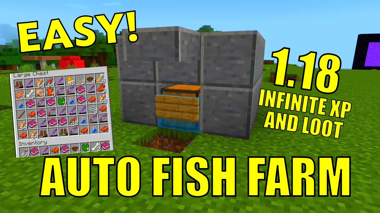 SIMPLE AUTO FISH FARM 1.18 Minecraft Bedrock - YouTube