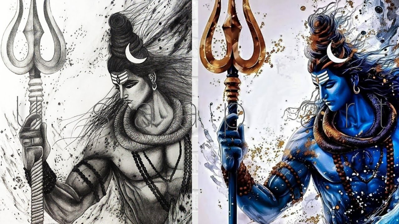 Mahadev Drawing Easy Step By Step/Easy Shading Drawing Of Lord Shiva ...