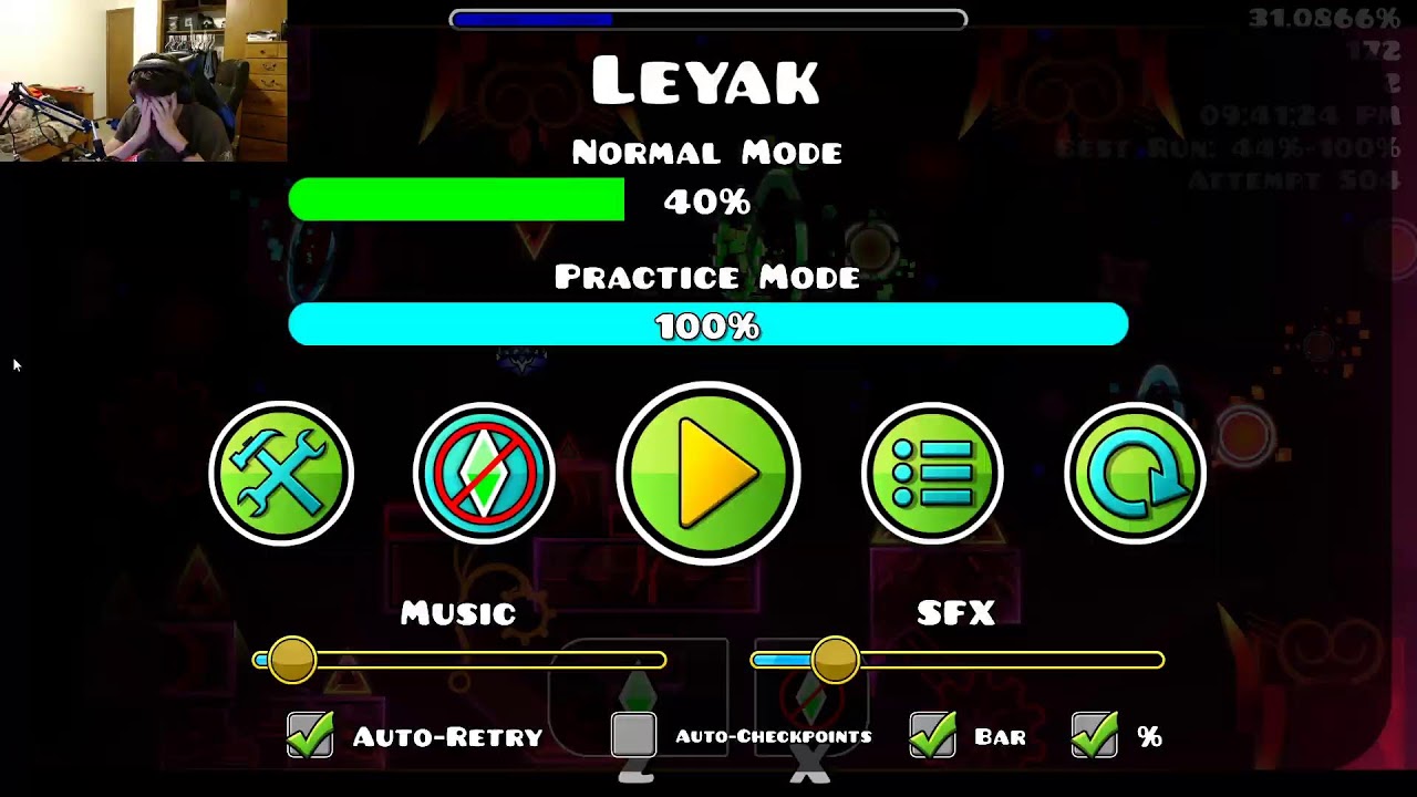Geometry Dash Live Stream!!! Leyak 40% (38-100) - YouTube
