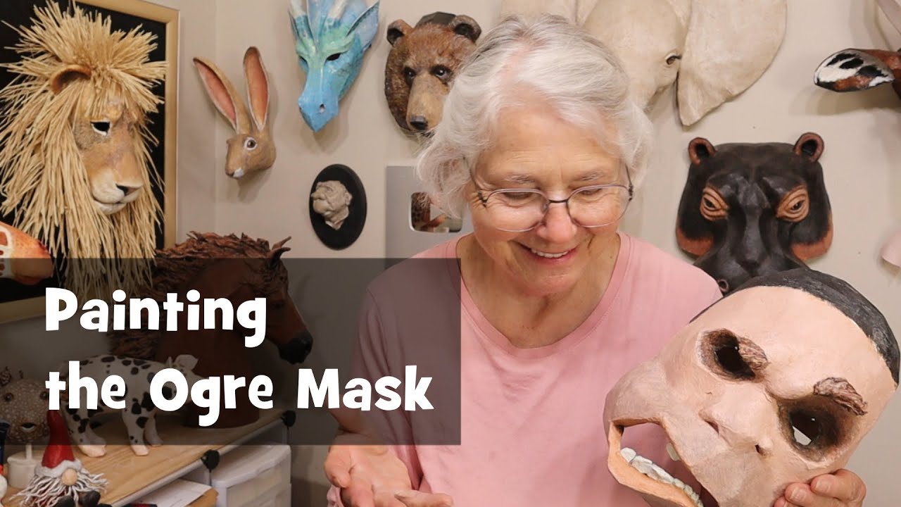 Painting an Ogre Mask - Made with Paper Mache Clay - YouTube