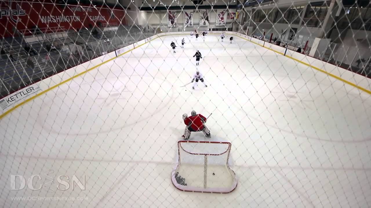 Caps Video Coach Brett Stretch Leonhardt Fills In At Goaltender For ...