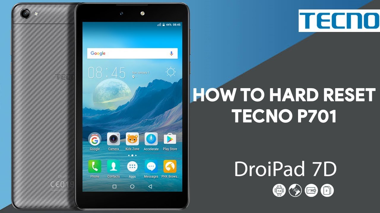 How To Hard Reset Tecno DroidPad 7D P701 - [romshillzz] - YouTube