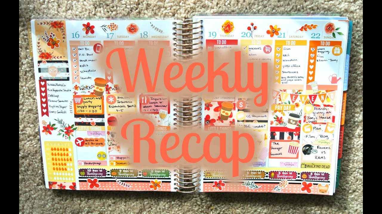 Weekly Planner Recap! ECLP Nov 16th - Nov 22nd - YouTube