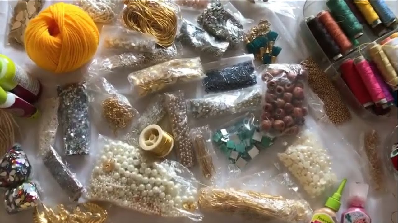 Maggam/aari, handmade jewellery making material which i used,vth names ...
