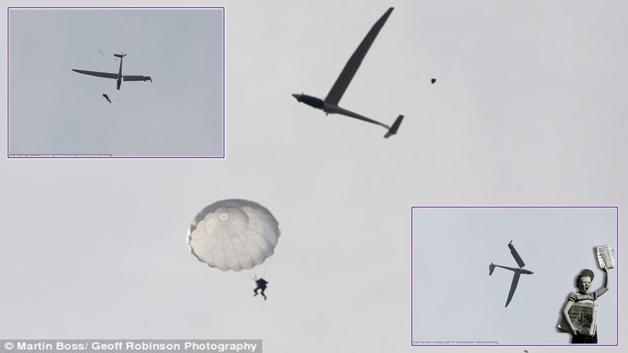 The amazing moment:Glider Pilot Bails Out After Mid-Air Collision - YouTube