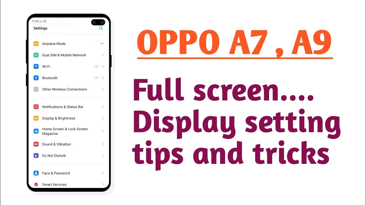 OPPO A7 , A9 , Full screen Display setting How to use - YouTube