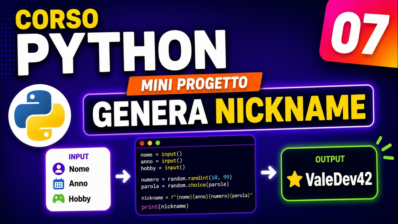 Corso Python #07 – Mini progetto: crea nickname unici - YouTube