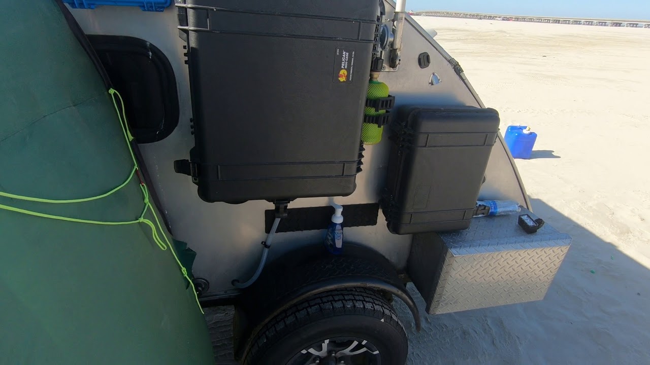 teardrop camper hot water outdoor shower - YouTube