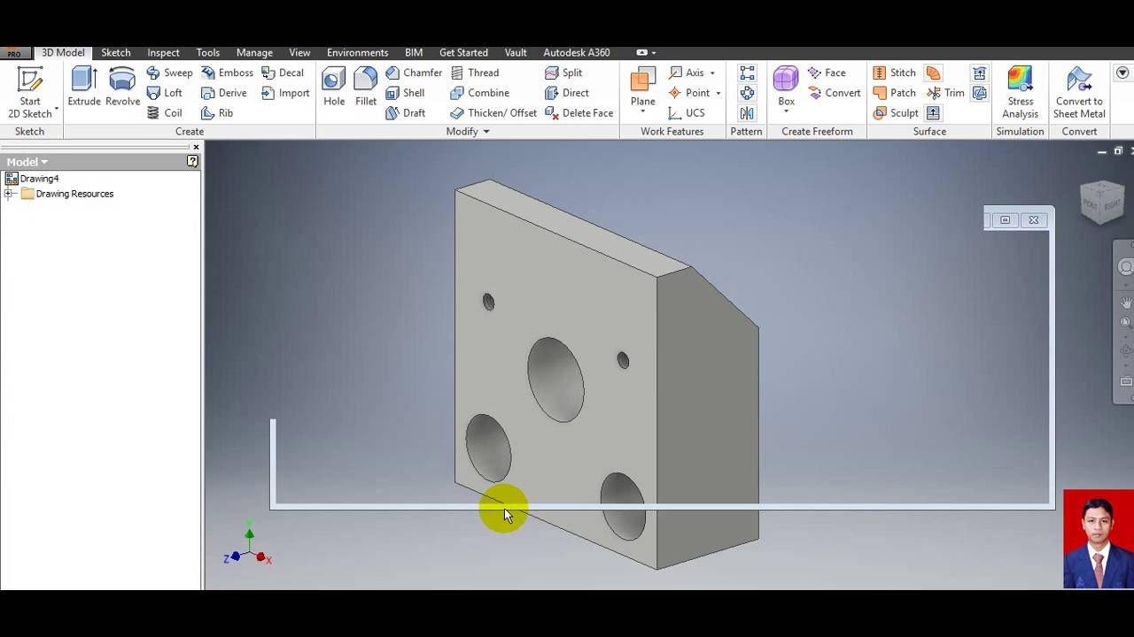 tutorial inventor ragum sederhana teknik pemesinan .part 3 - YouTube