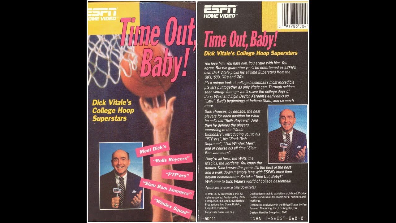 Time Out, Baby! Dick Vitale's College Hoop Superstars VHS - 1990 ESPN ...