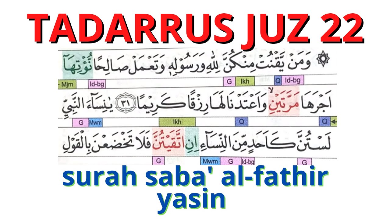 TADARRUS JUZ 22 [SURAH SABA' | AL-FATHIR | YASIN] SATU HARI SATU JUZ ...