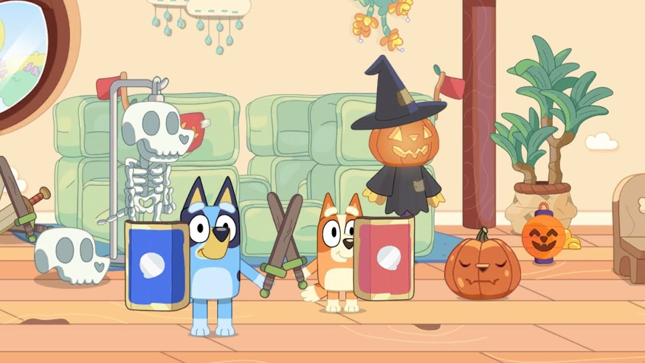 Bluey: Halloween's Dueling Battle Practice - YouTube