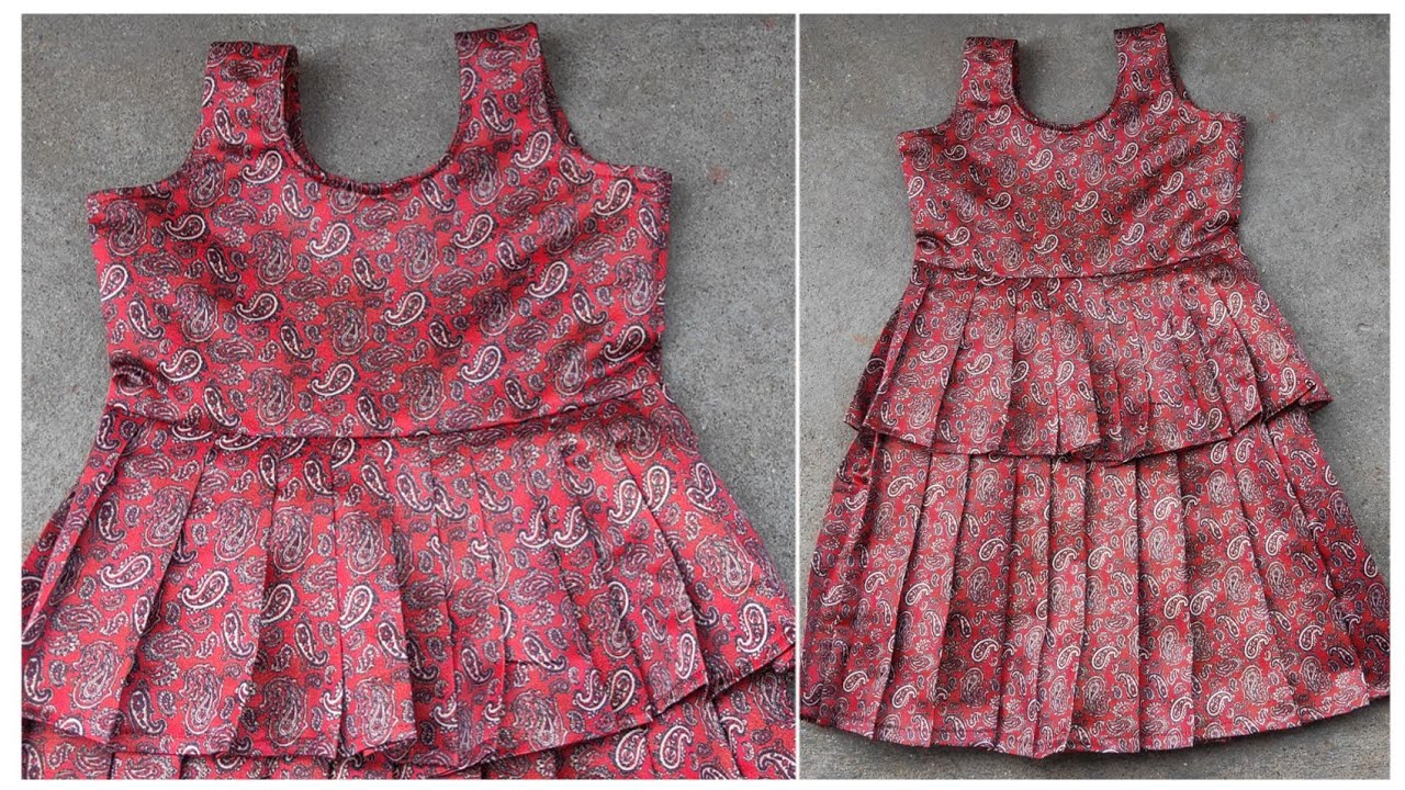 Double layered frock design/Frock design cutting and stitching method ...