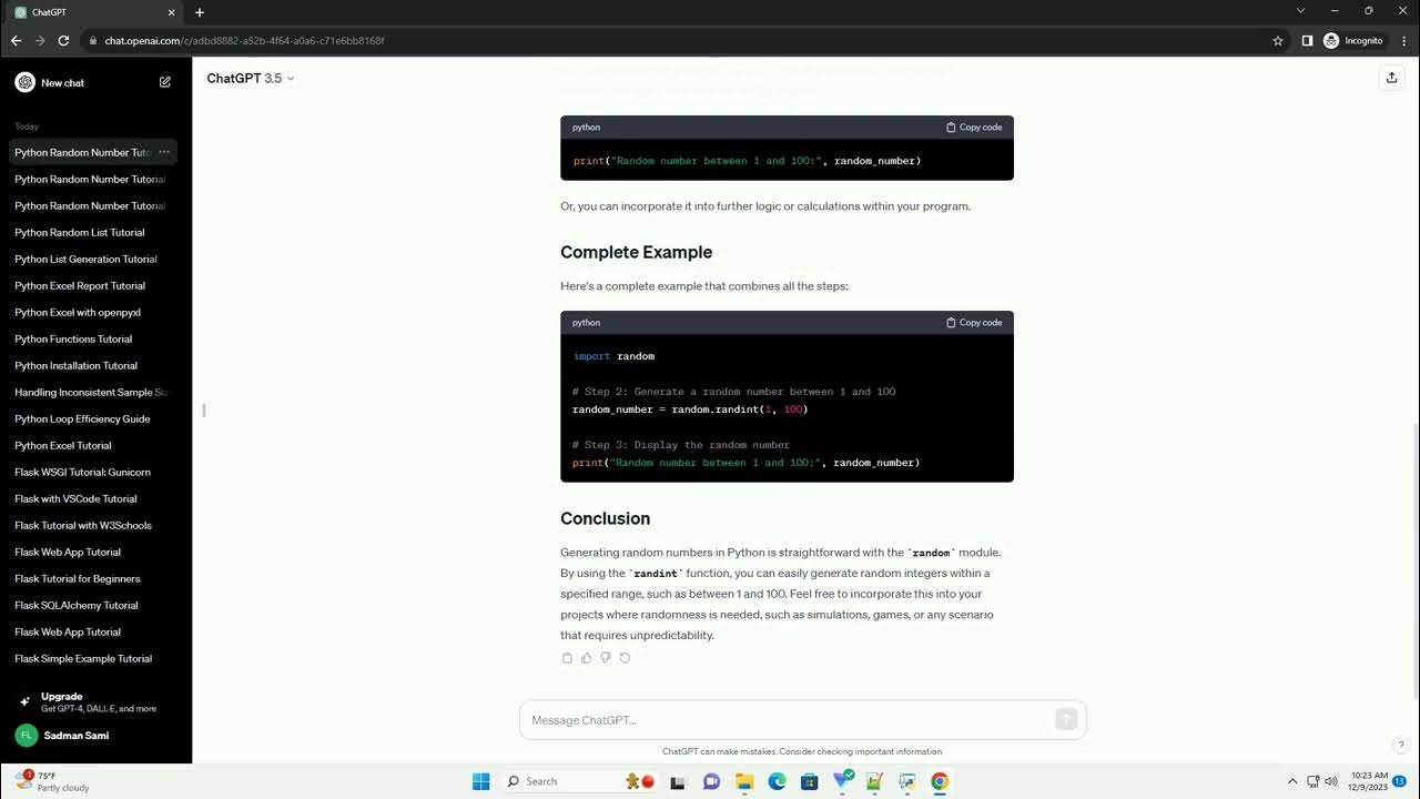 python generate random number between 1 and 100 - YouTube