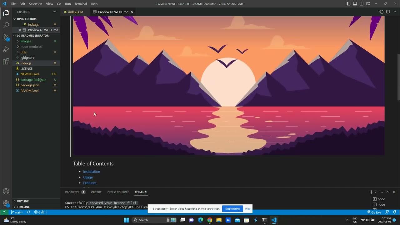 Coding Course Challenge Demo - Node.js (README generator) - YouTube