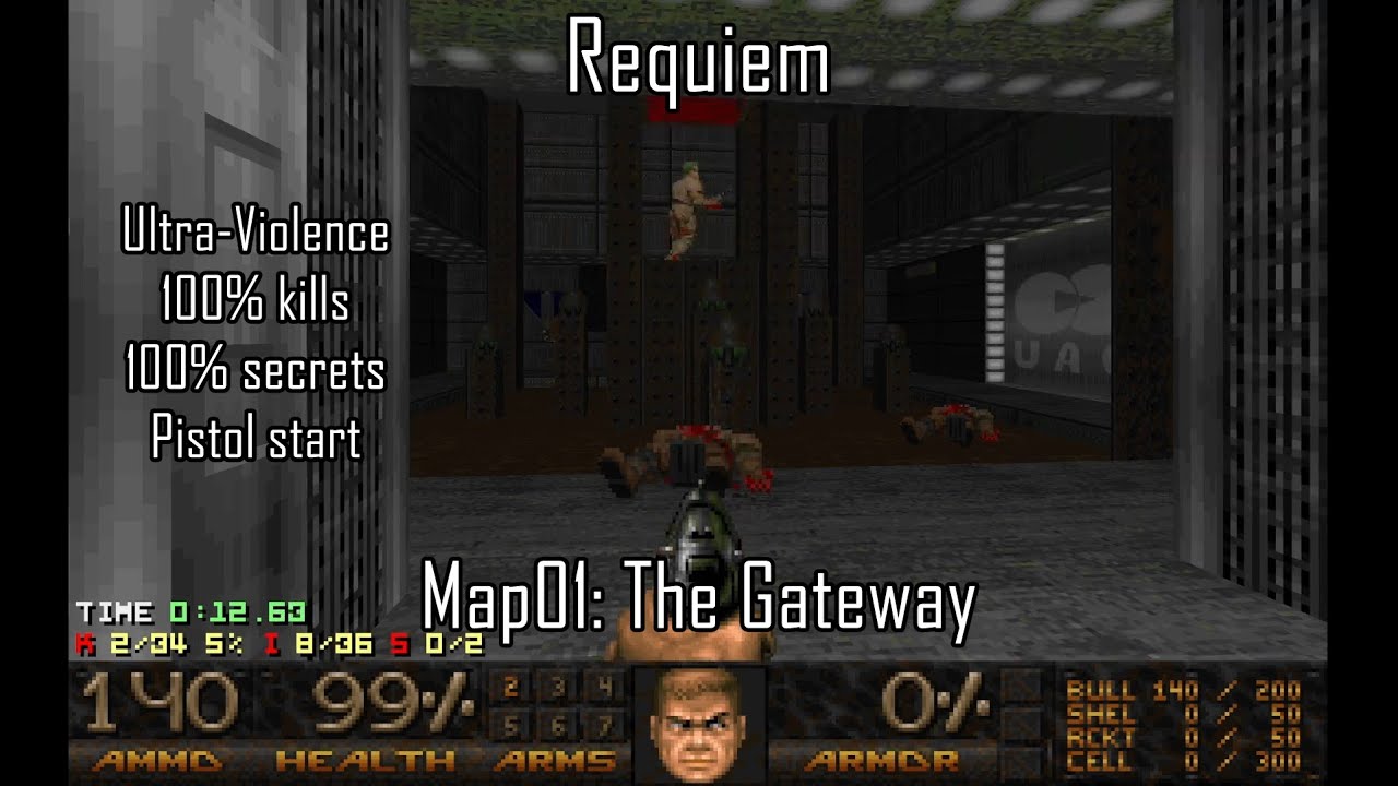 Doom II: Requiem - Map01: The Gateway (Ultra-Violence 100%) - YouTube