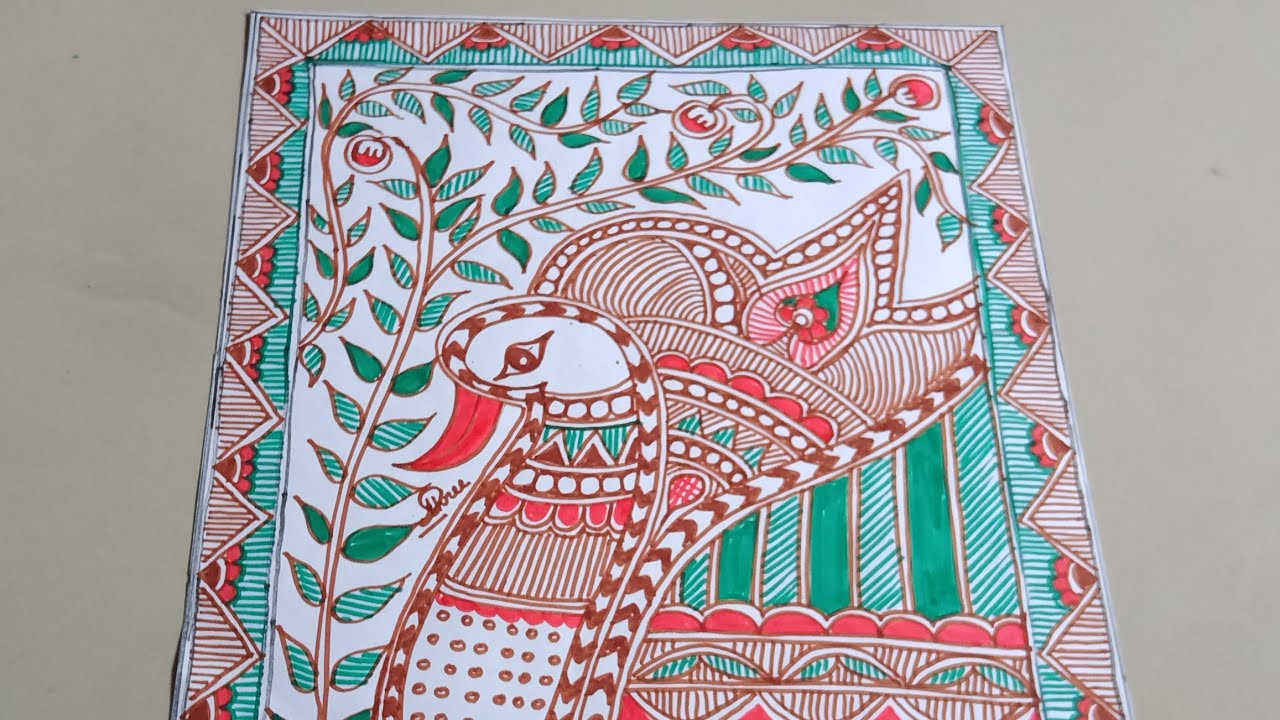 MITHILA PAINTING TUTORIAL : KACHNI STYLE - YouTube