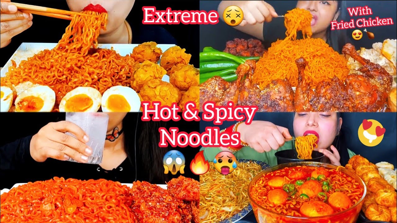 Asmr Eating Extremely Hot & Spicy Noodles 🌶️🔥 Boiled Eggs Korean Fried ...
