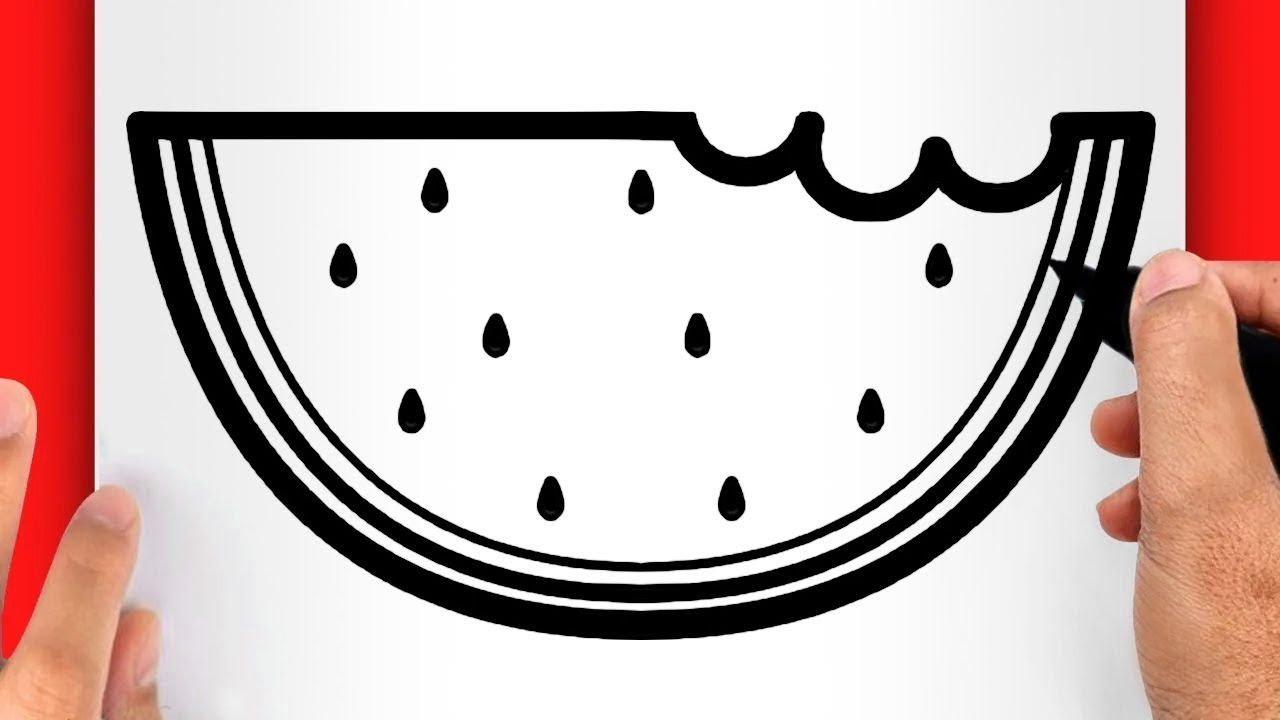 HOW TO DRAW A WATERMELON DRAWING STEP BY STEP FOR BEGINNERS (EASY AND ...