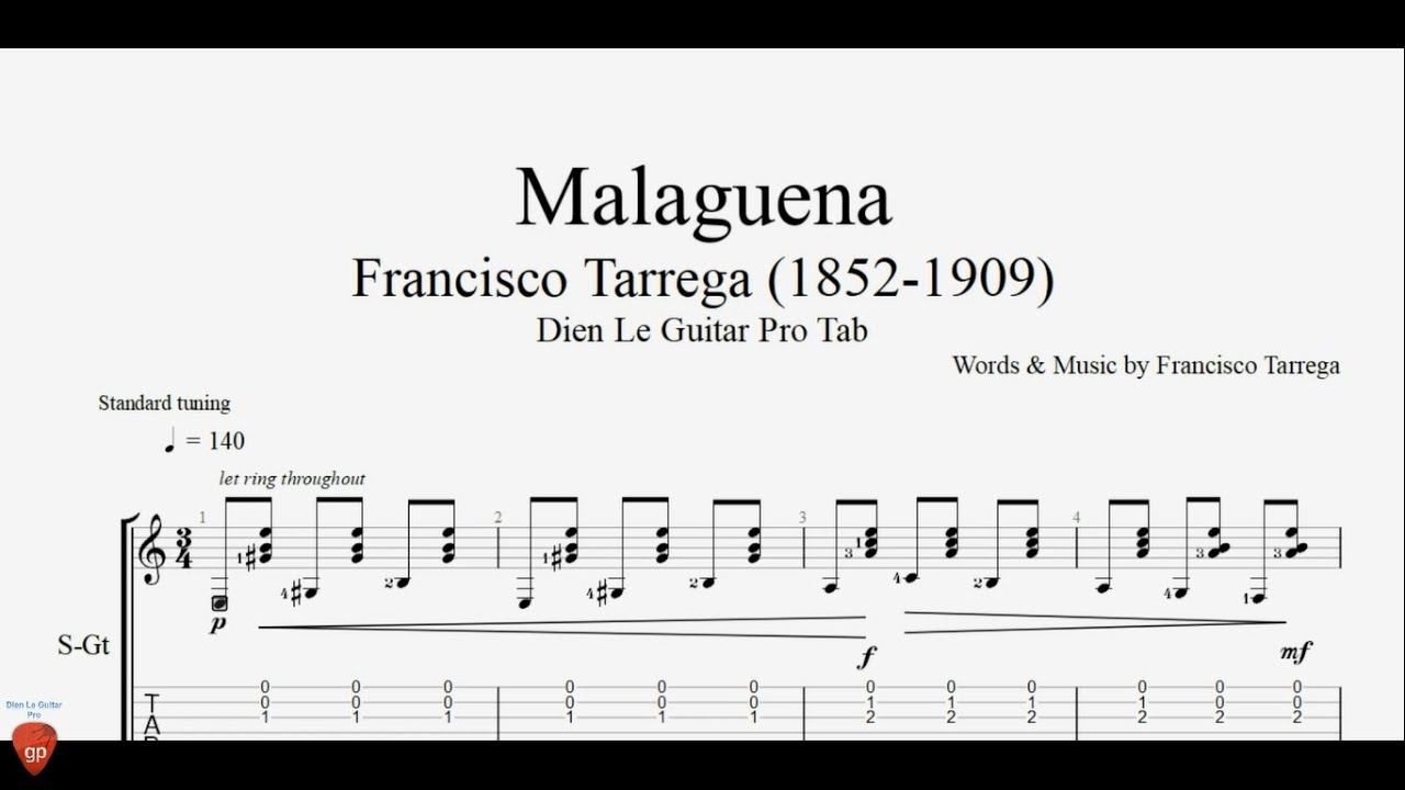 Francisco Tarrega - Malaguena - Guitar Tutorial + TAB - YouTube