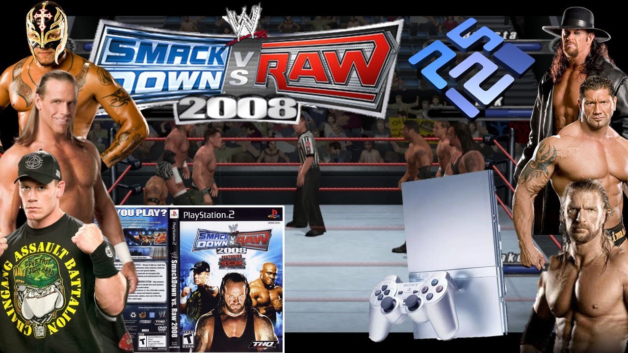 SMACKDOWN VS RAW 2008 (PS2) : Cena, Rey Mysterio & Triple H vs HBK ...