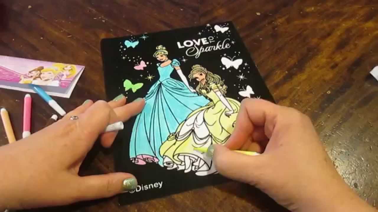 Velvet Coloring Poster of Disney Princesses Cinderella & Belle - YouTube