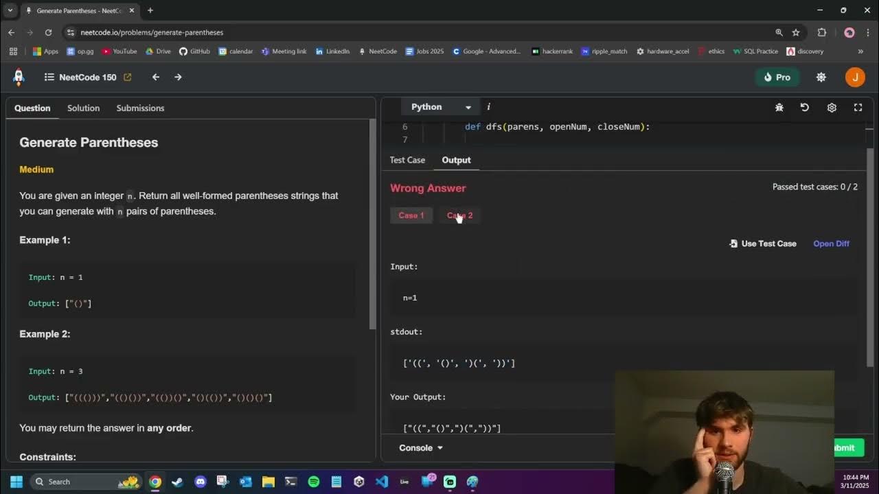 Daily Coding (day 55) - Generate Parenthesis - YouTube