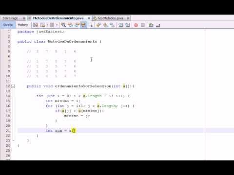 Metodo de ordenamiento por seleccion en java - YouTube