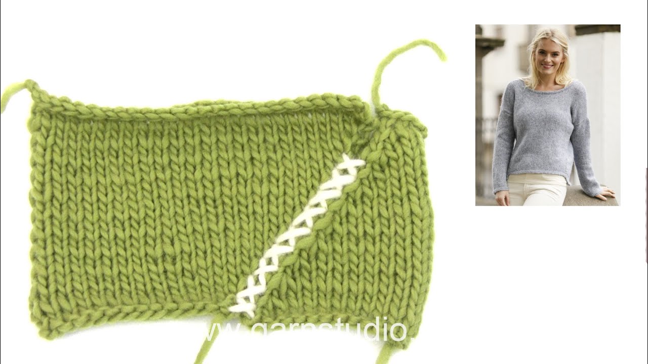 How to sew together with cross stitches in DROPS 161-4 - YouTube