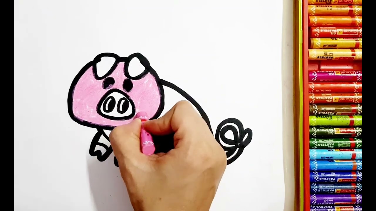 How to draw a cute pig/ Cute pig drawing and coloring - YouTube
