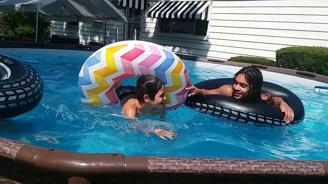 Pool time the kids having fun - YouTube