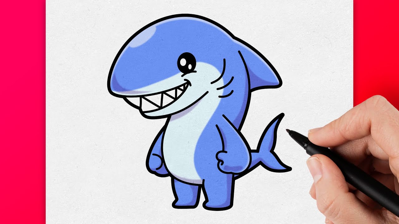 Cute Shark Drawing For Kids Shark Cartoon Drawing HelloArtsy
