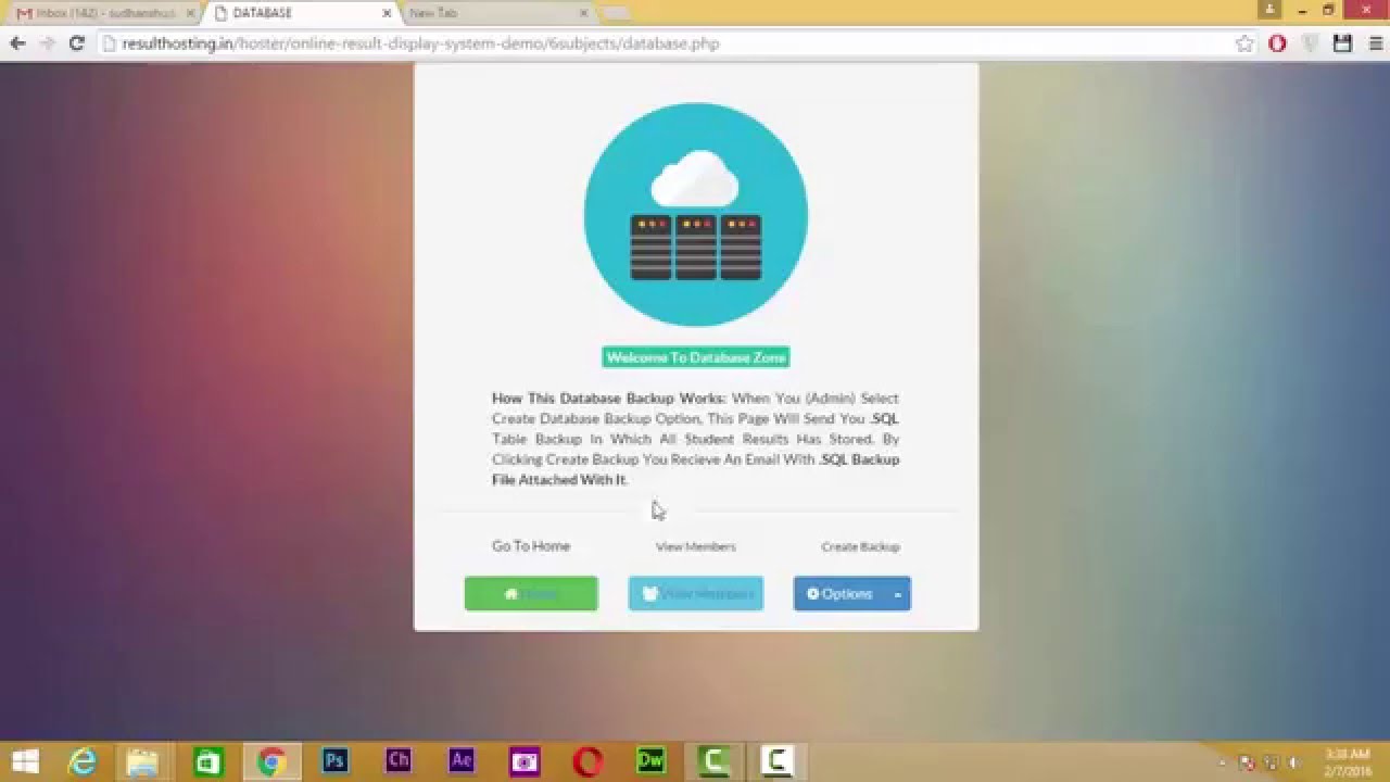 Database Backup And Recovery Using Php Creating Result Table Backup Result Hosting Youtube