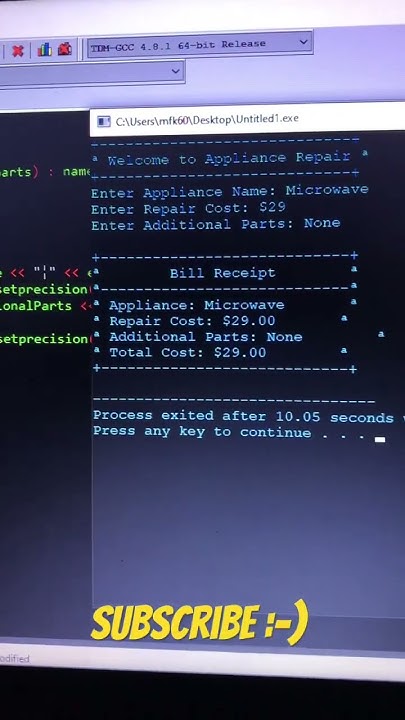 Repair Bill Ide Dev C Cppprogramming Youtube