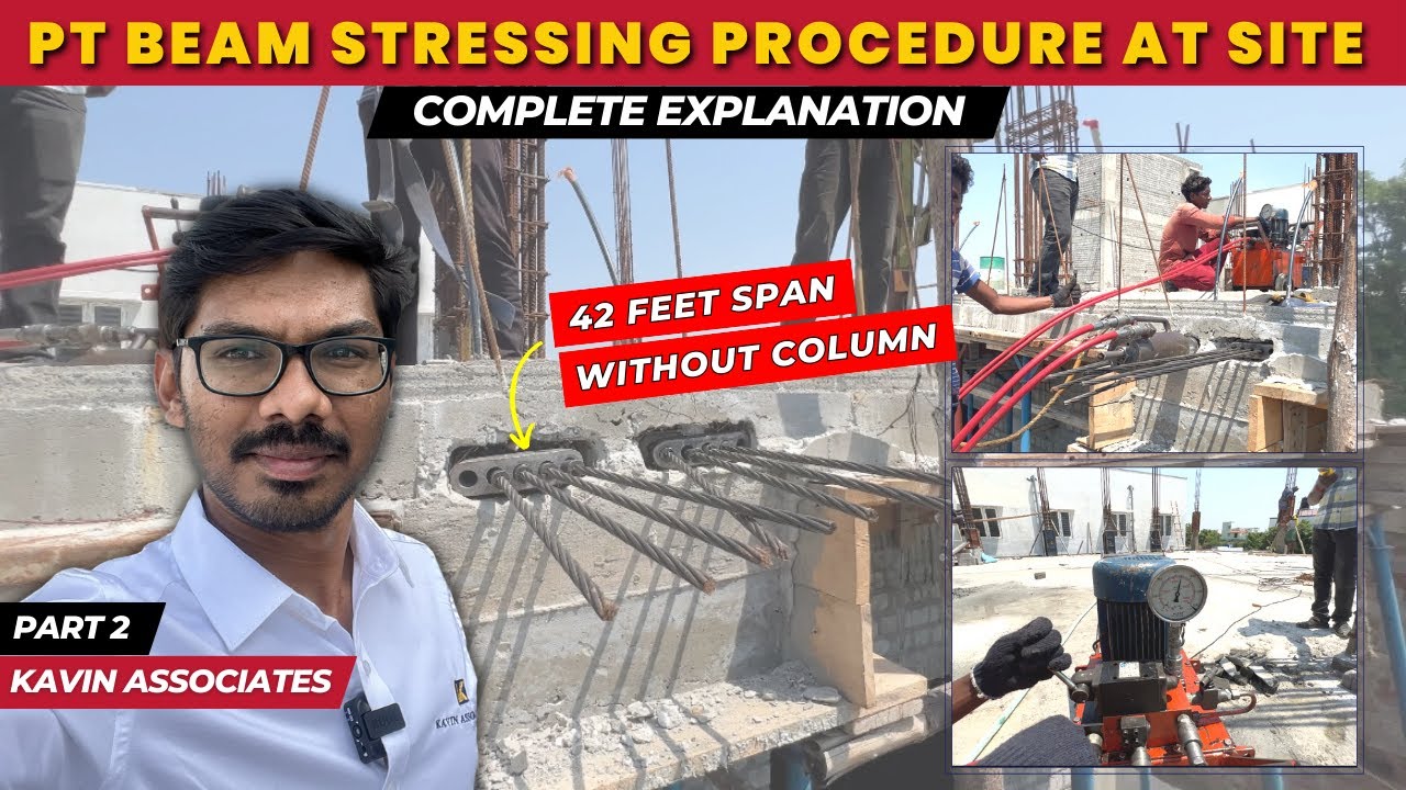 Post Tensioned Beam Tendons Stressing Work🔥| Live From Site | Detailed ...