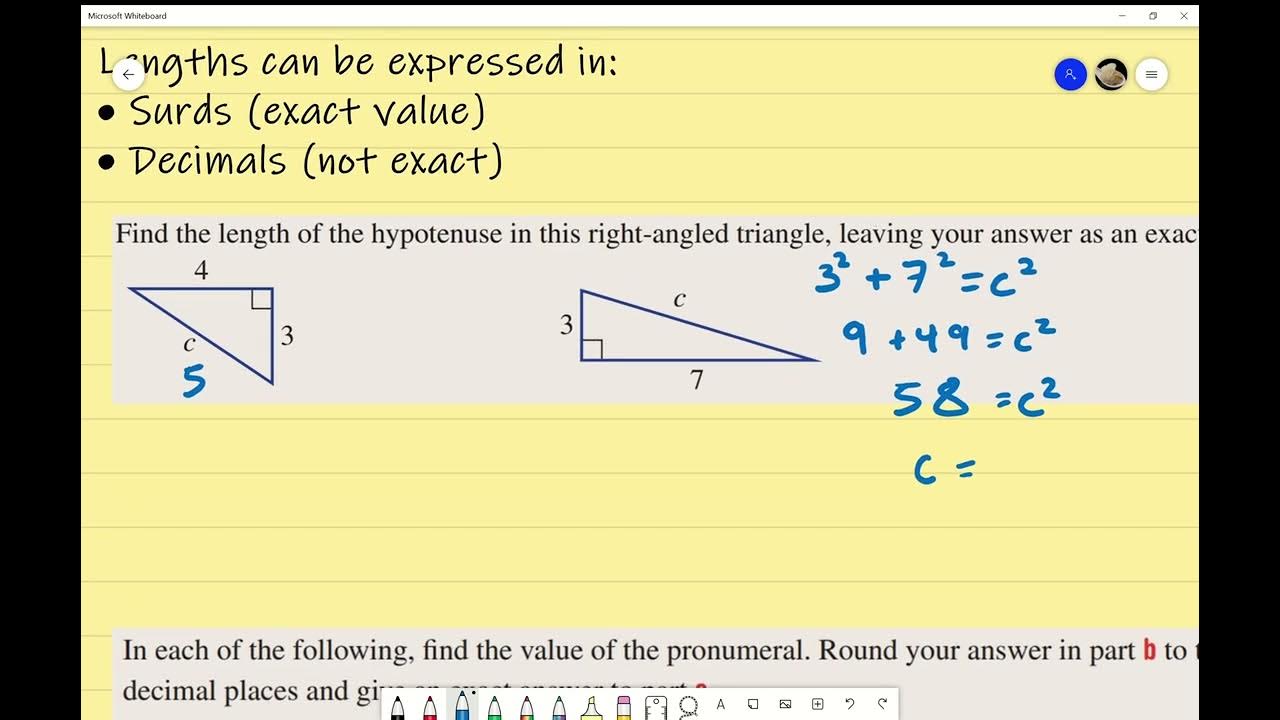 Ex3A & Ex3B Pythagoras' Theorem & Finding the Length of the Shorter Sides - YouTube