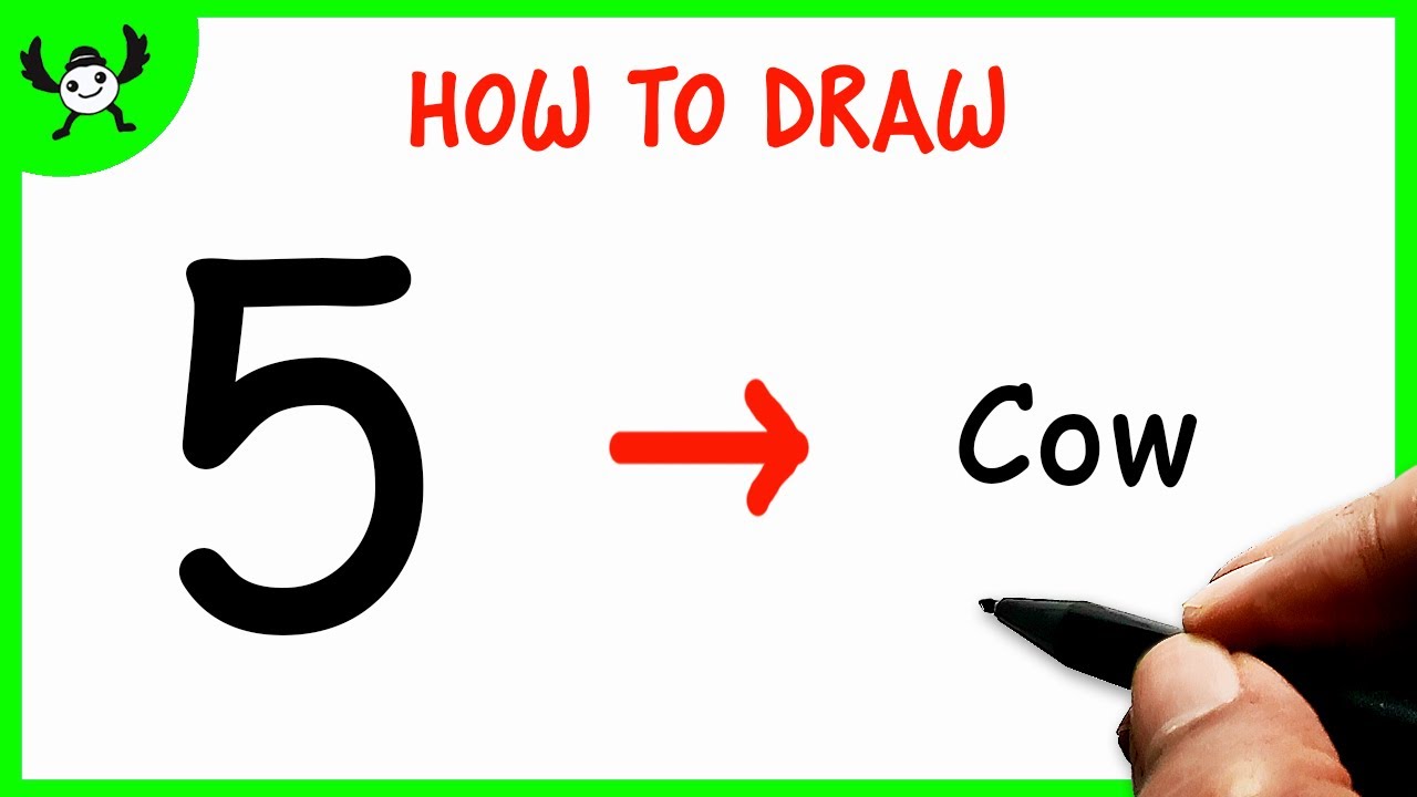 How To Draw A Cow Step by Step From Number 5 | Cute and Easy Drawing ...