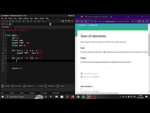 "Sum of elements" in C programming language. #Eolymp problem 7829. - YouTube
