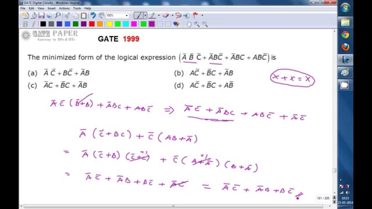 GATE 1999 ECE Minimized Form Of Logical Expression A B C A BC A
