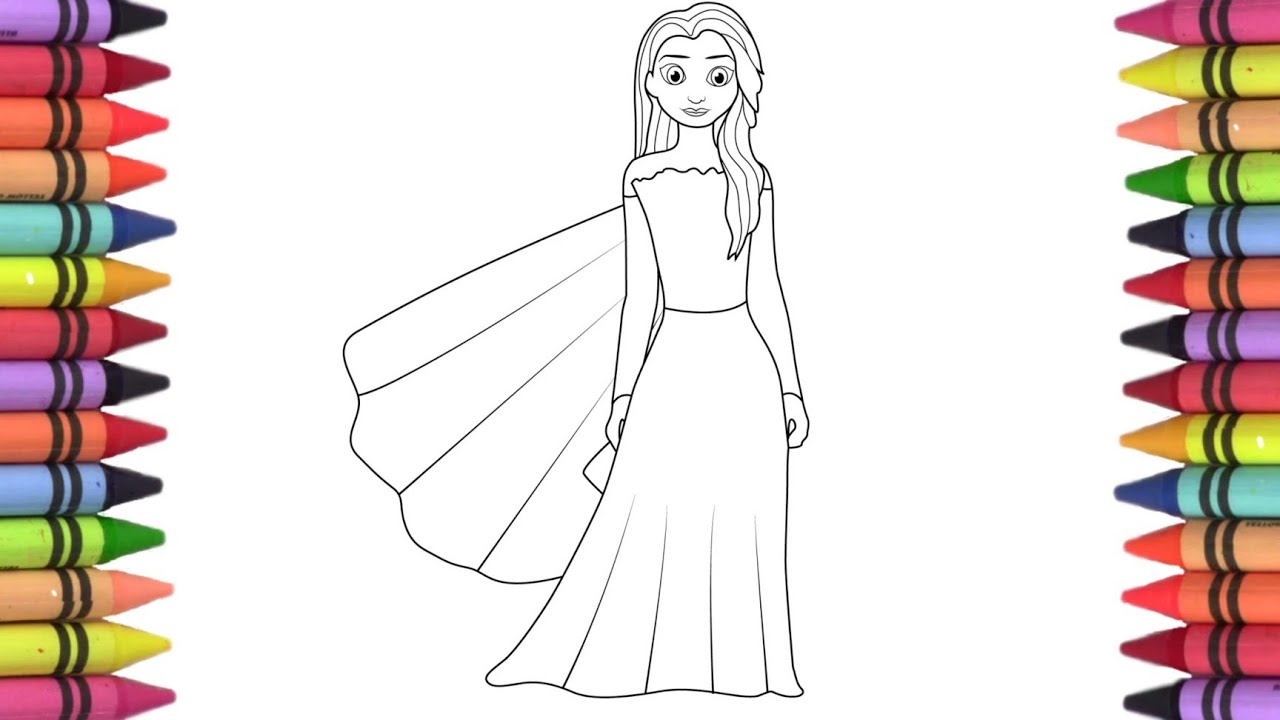 Elsa Disney princess drawing and colouring for kids,Elsa Anna Frozen ...