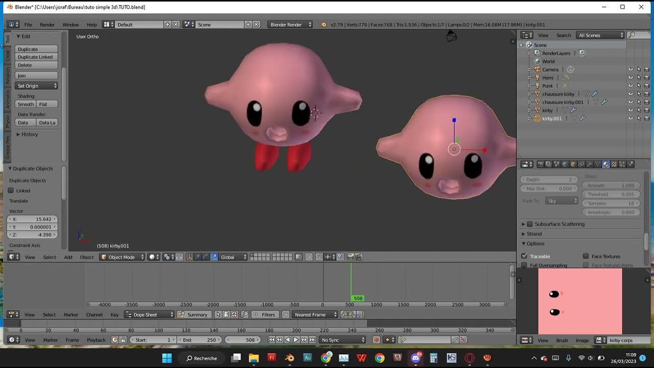 tuto KIRBY 3d blender 2.79 pour les pressés ! (réalisation + animation!) - YouTube