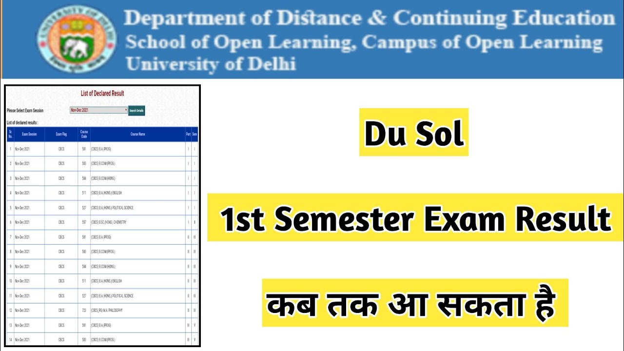 Du Sol 1st Semester Result Date | Ran2goal (DU SOL) #du #ran2goal - YouTube