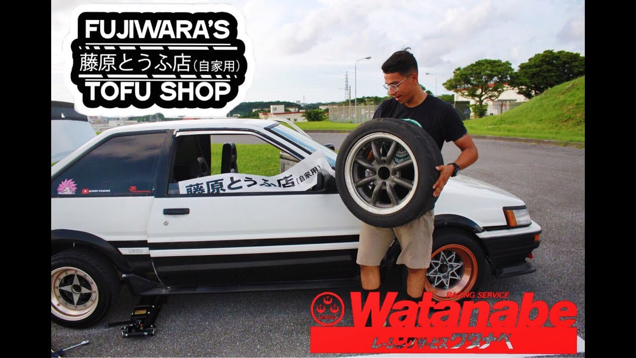 Ae86 Initial D Sticker, and putting a set of Watanabe wheels on - YouTube