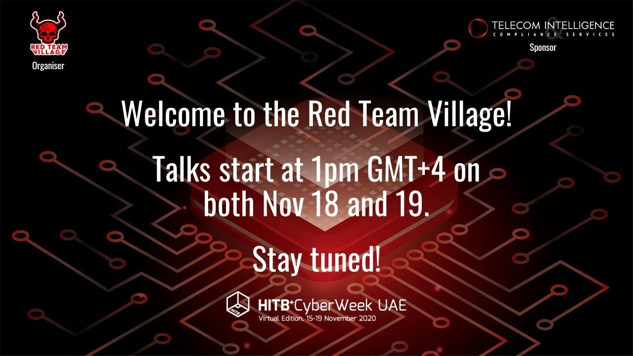 HITB⁺CyberWeek Virtual 2020 Red Team Village Talks - Day 2 - YouTube