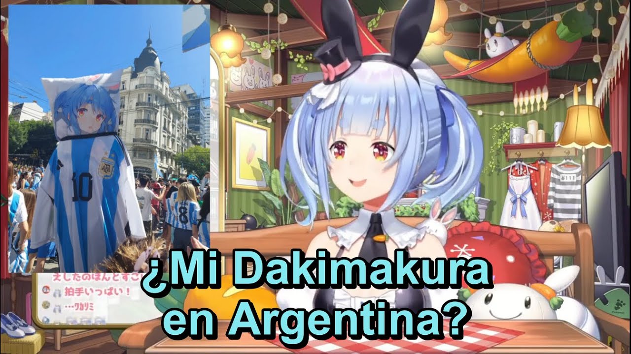 Pekora reacciona a su Dakimakura con la camiseta de Messi en las calles de Argentina - YouTube