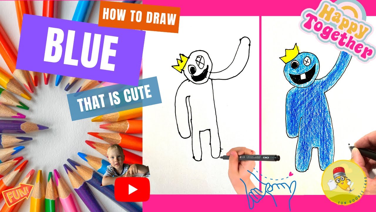 HOW TO DRAW RAINBOW FRIENDS BLUE / together 2x1 / cute and funny - YouTube