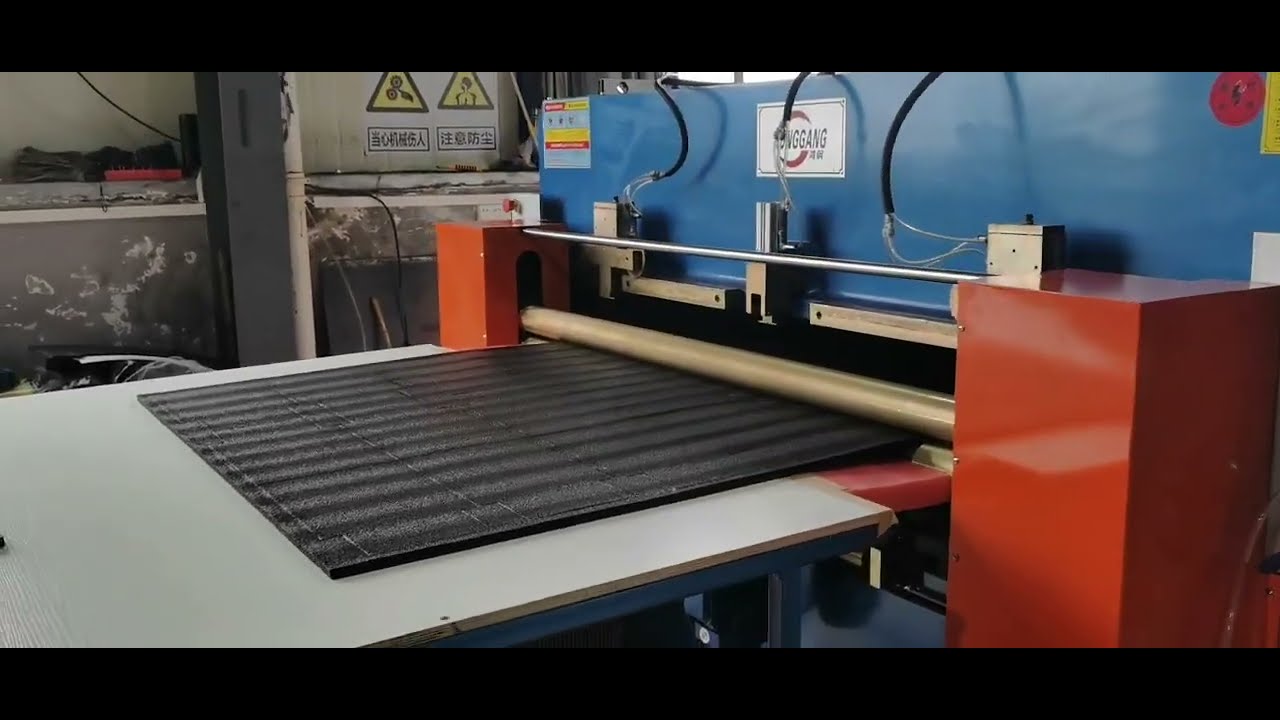 150 tons Full automatic epe foam stacking cutting press machine - YouTube