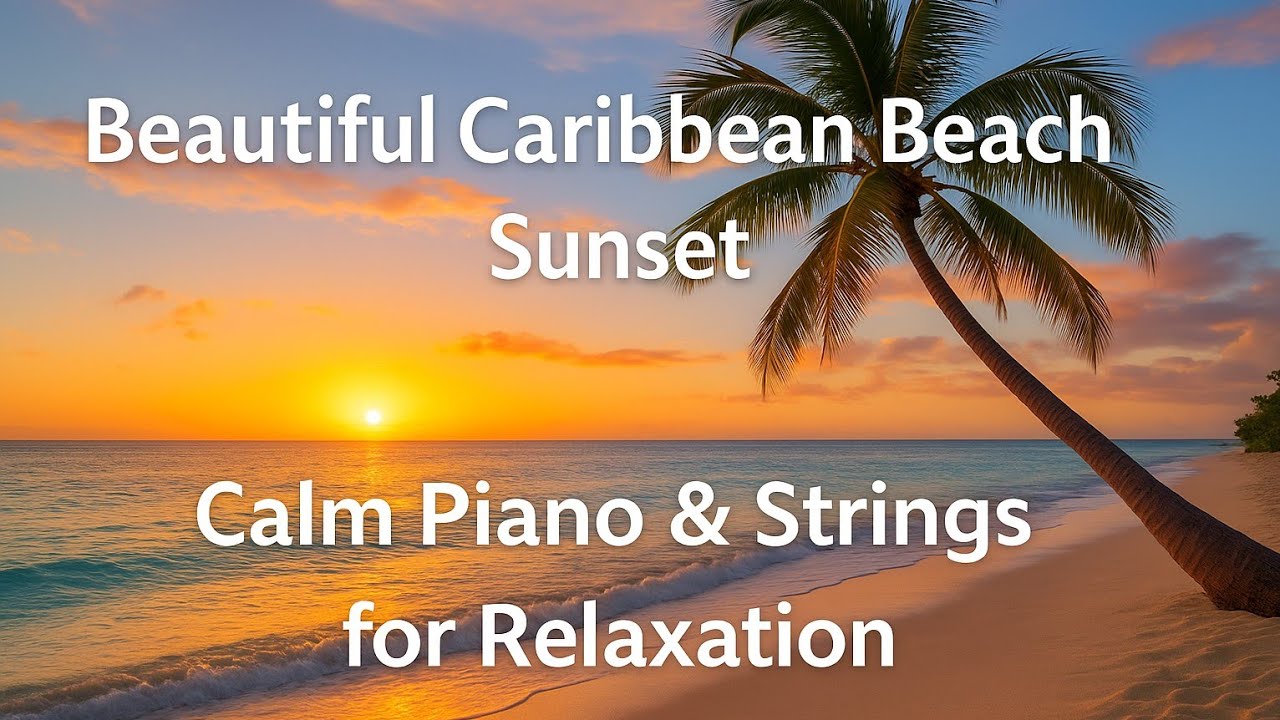 Beautiful Caribbean Beach Sunset - Calm Piano & Strings for Relaxation ...