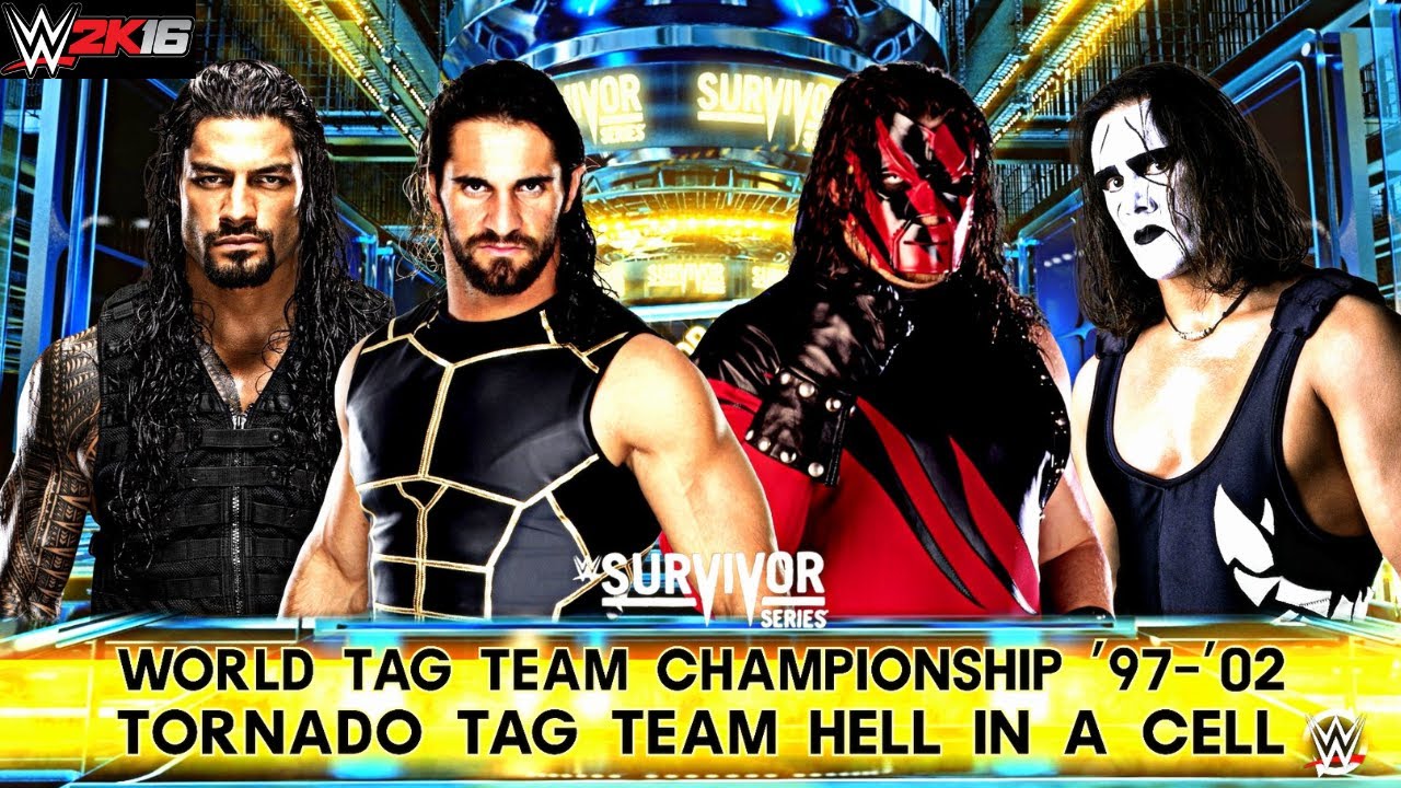 The Shield vs Sting & Kane - World Tag Team Championship - Hell in a ...